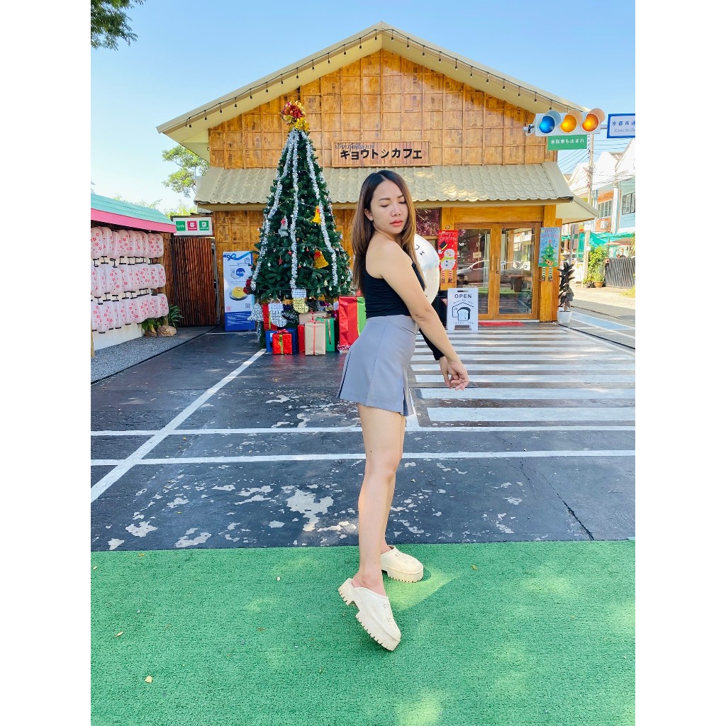 กางเกงกระโปรงจีบทวิส ยาว 15-16 นิ้ว (S-3xl) (SD) clothing women skirts ...
