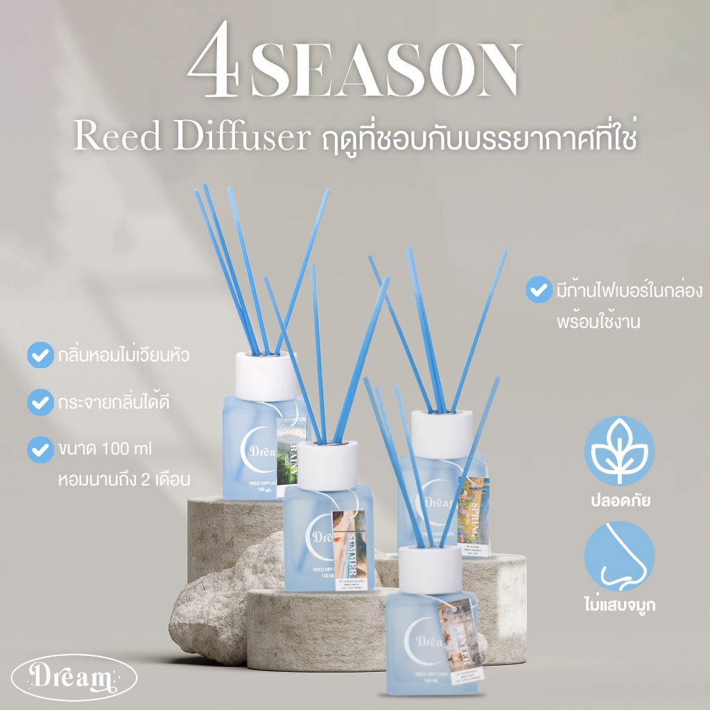 ก้านไม้หอมปรับอากาศ ขนาด 100 ml (Reed Diffuser) - 4 season collection (No Box) | Shopee Thailand