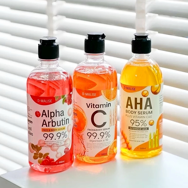 D-Malise ดี-มาลิเซ่ เซรั่มโซลูชั่น 500ml. (เซรั่มเปิดผิวขาว) Alpha Arbutin / AHA 95% บอดี ...