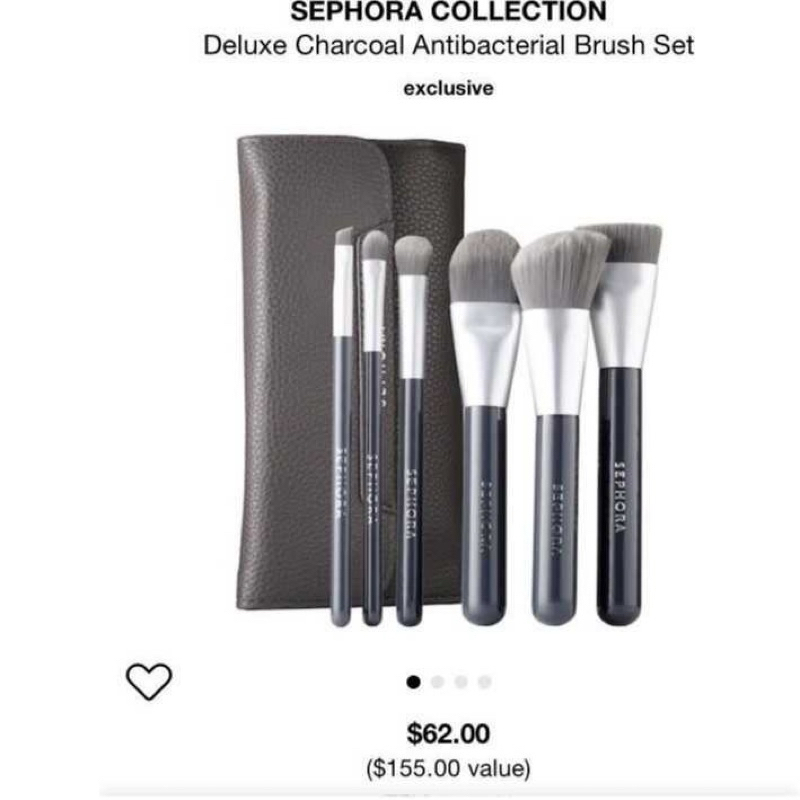 SEPHORA Collection Deluxe charcoal antibacterial makeup brush set ...