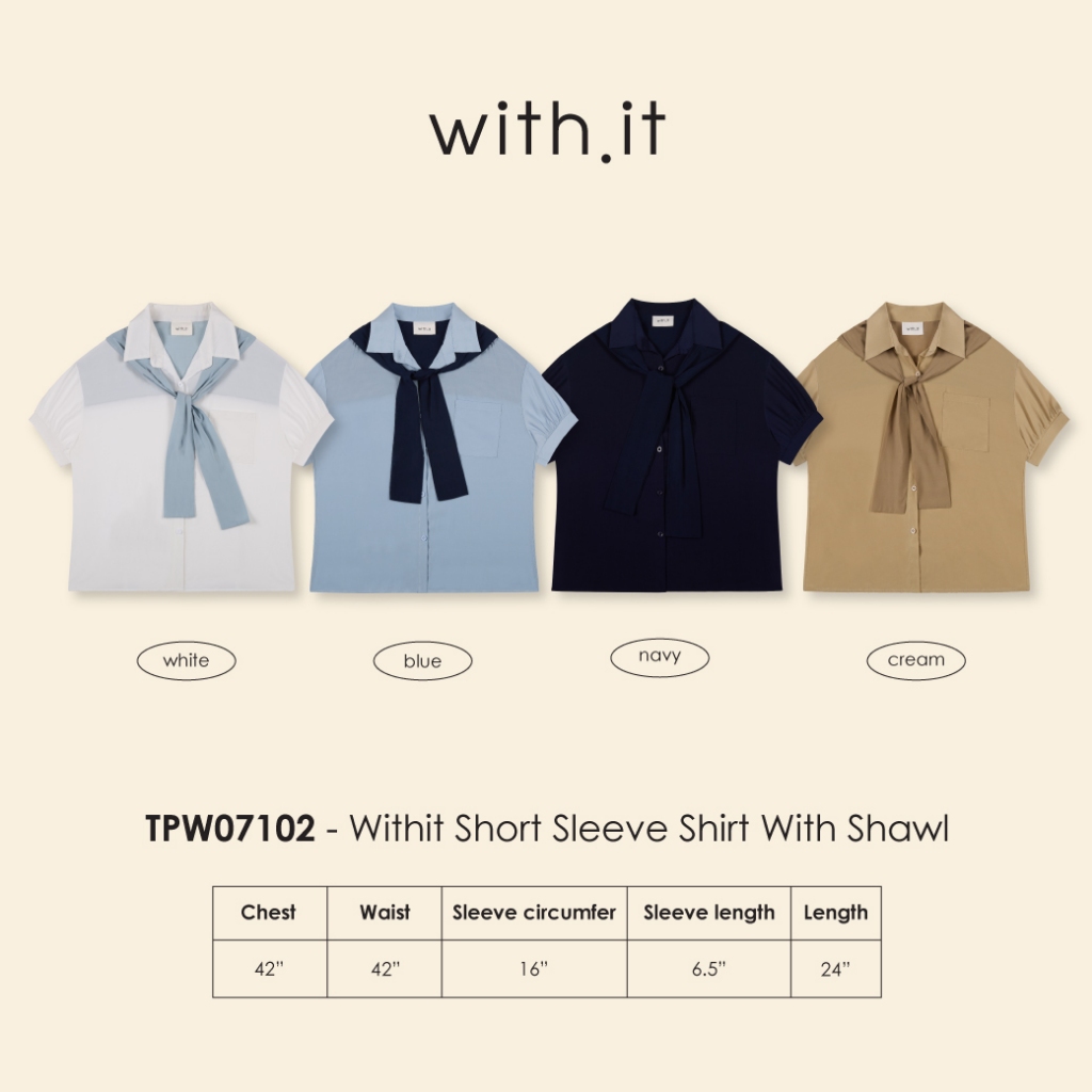 with.ti.store- TPW07102 เซ็ทเสื้อเชิ้ตแขนสั้นแต่งผ้าพาดไหล่ | Shopee ...