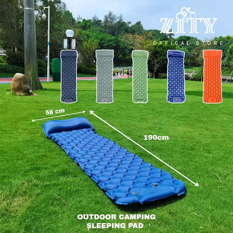ZITYแผ่นรองนอนแบบพกพาพร้อมหมอนในตัว ขนาด 190x60 ซม. ที่นอนเป่าลมสำหรับ ...