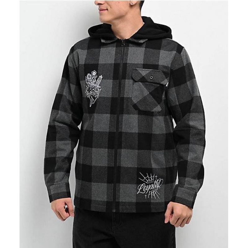 DGK Monterey Black Hooded Flannel Jacket | Shopee Thailand