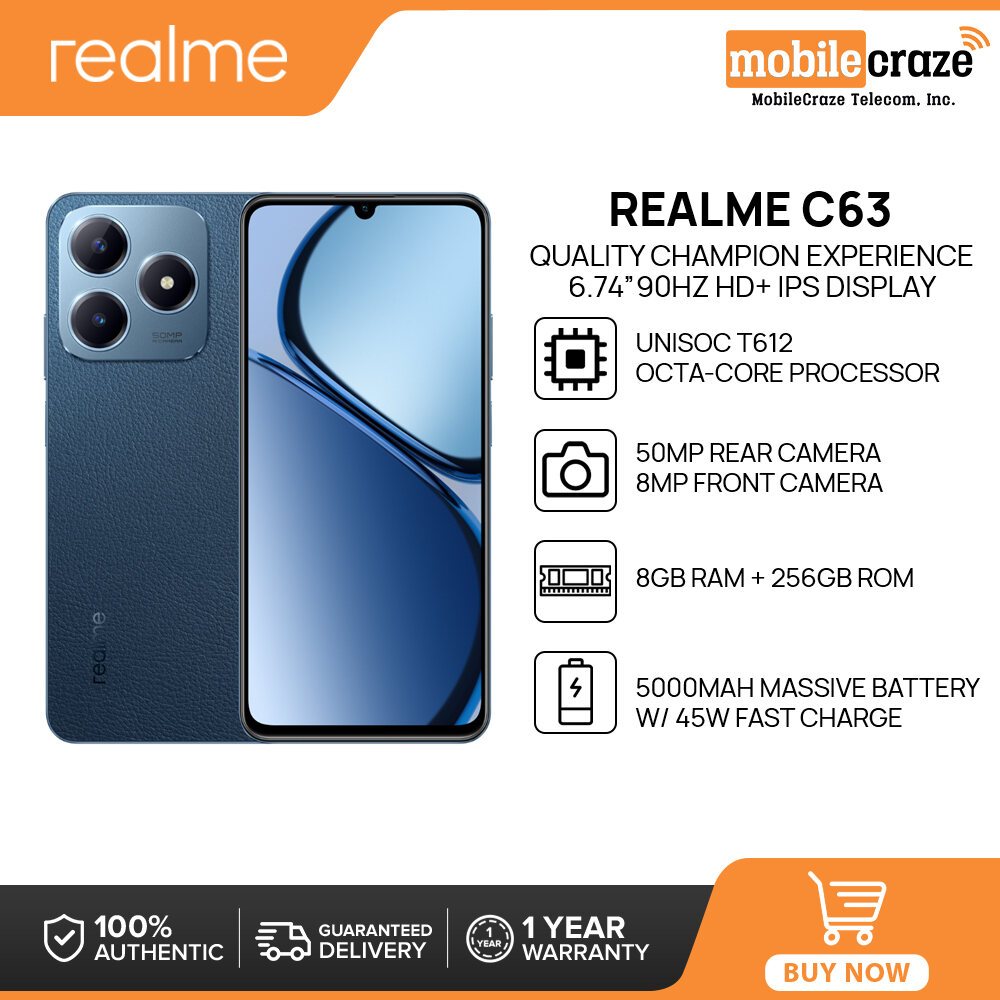Realme C63 Smartphone | 8GB+256GB | Unisoc T612 | 6.74” 90Hz HD+ ...