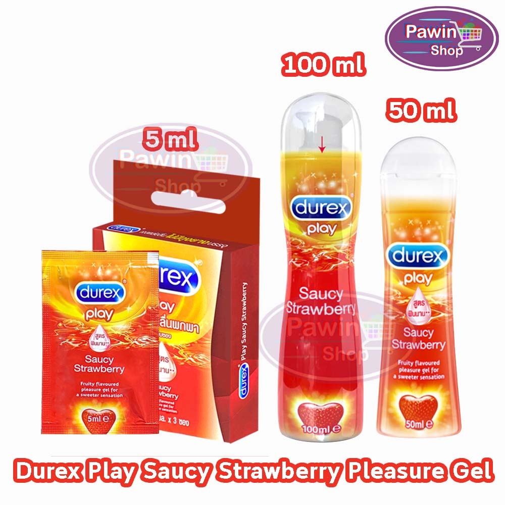 Durex Play เจลหล่อลื่น ดูเร็กซ์ เพลย์ สตรอเบอร์รี่ 50,100มล. [1 ขวด สีแดง] Saucy Strawberry Gel ...
