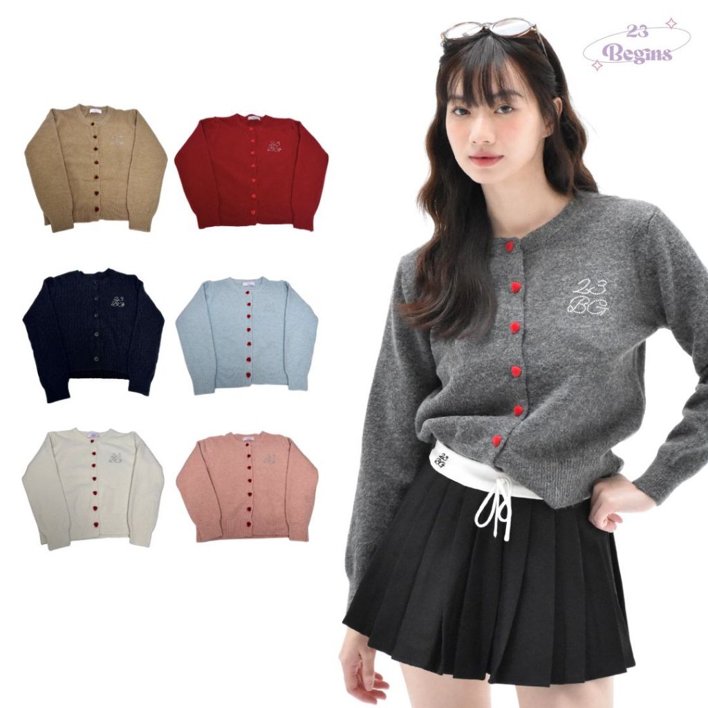 23LOVE Cardigan คาร์ดิเเกนกระดุมหัวใจ ผ้านุ่มมาก (8899AA) | Shopee Thailand