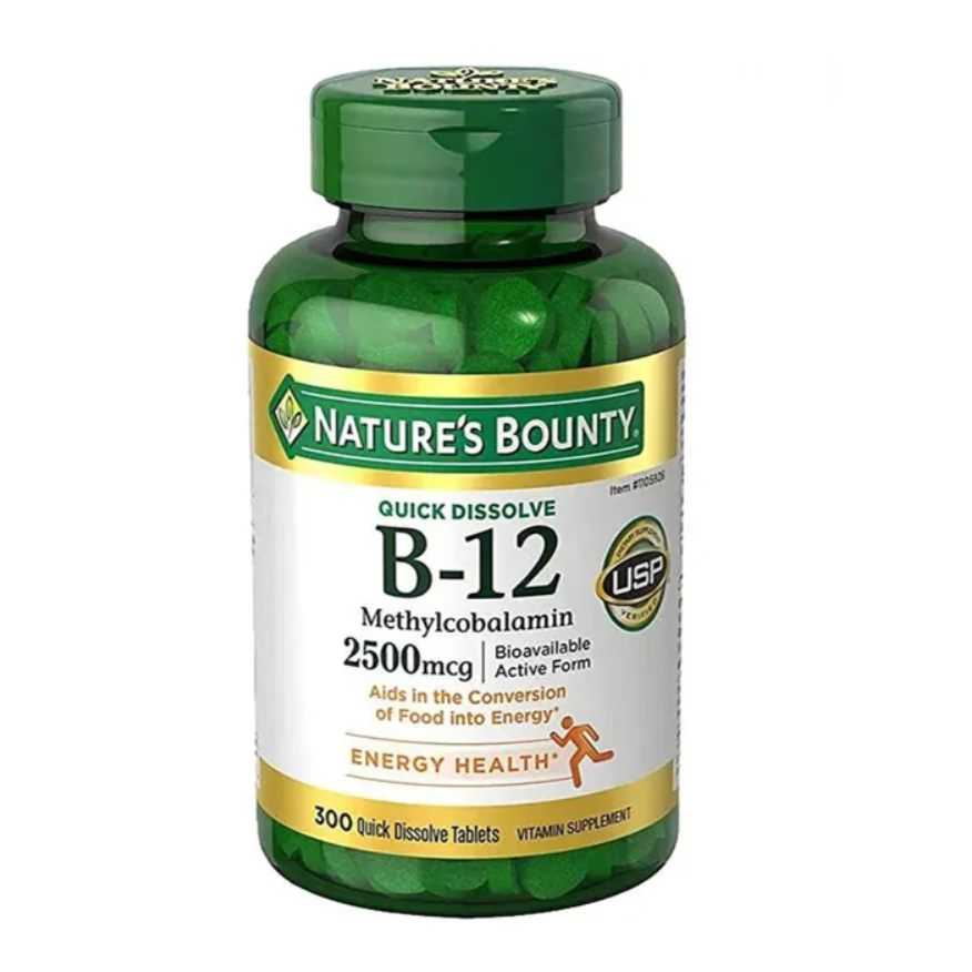 Nature's Bounty Vitamin B-12 2500 mcg 300 Quick Dissolve Tablets ...