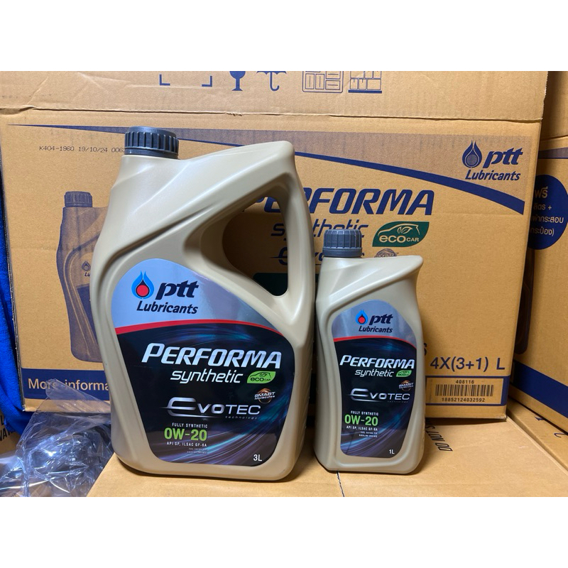 *เลือกขนาดตามตัวเลือก* น้ำมันเครื่อง ปตท ptt performa synthetic eco Evotec technology 0w-20 api ...