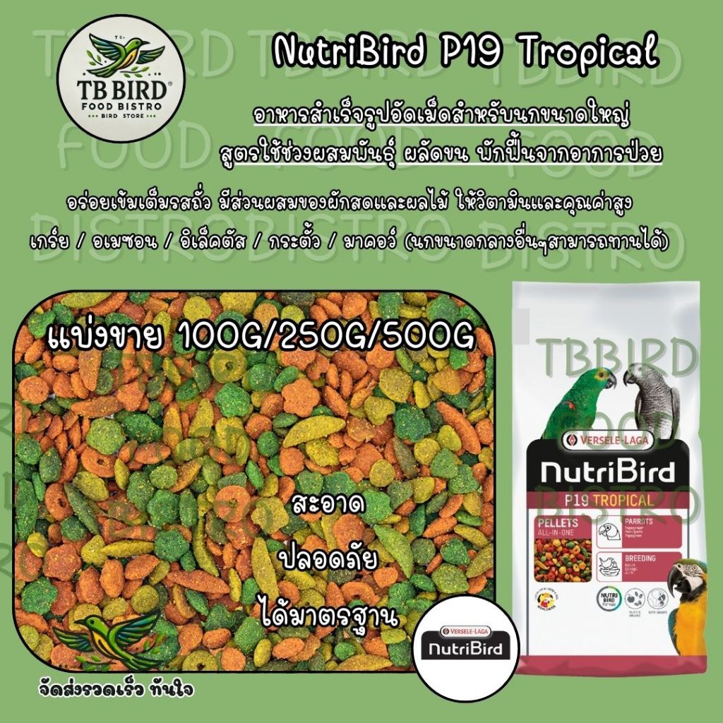 NutriBird P19 Tropical อาหารนกแก้ว อัดเม็ดสำเร็จรูป สำหรับนกขนาดกลาง ...
