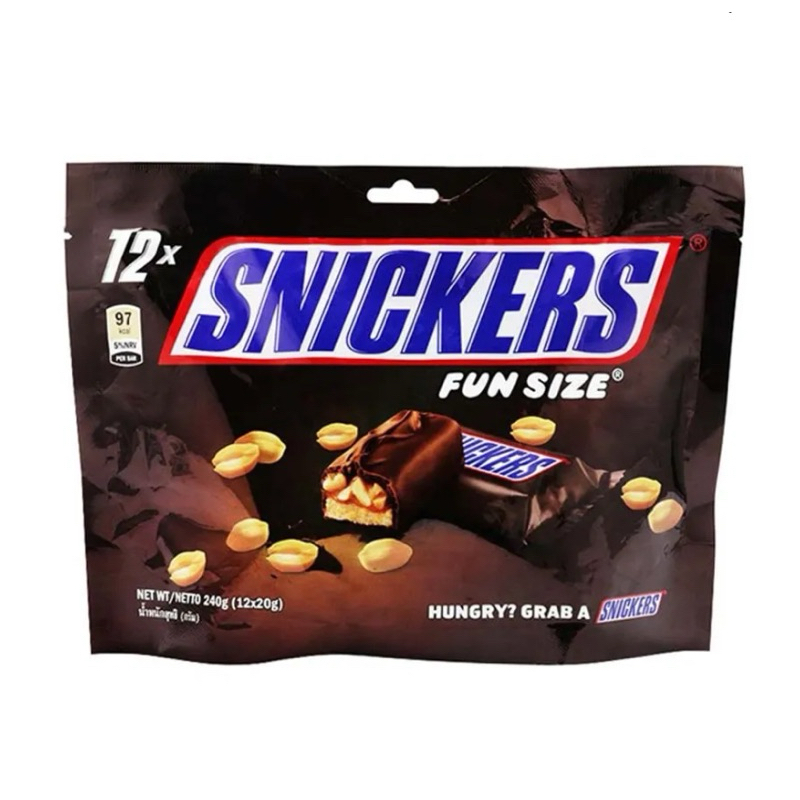 Snickers Fun size 240g. สนิ๊กเกอร์ช็อกโกแชตแพคซันไซส์ 240 กรัม | Shopee ...