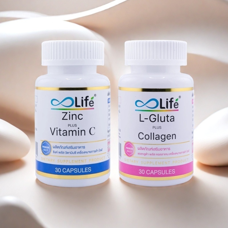 ไลฟ์ ซิงค์ พลัส วิตามินซี Life Zinc Plus Vitamin c วิตามินบำรุงผม ชุด ...