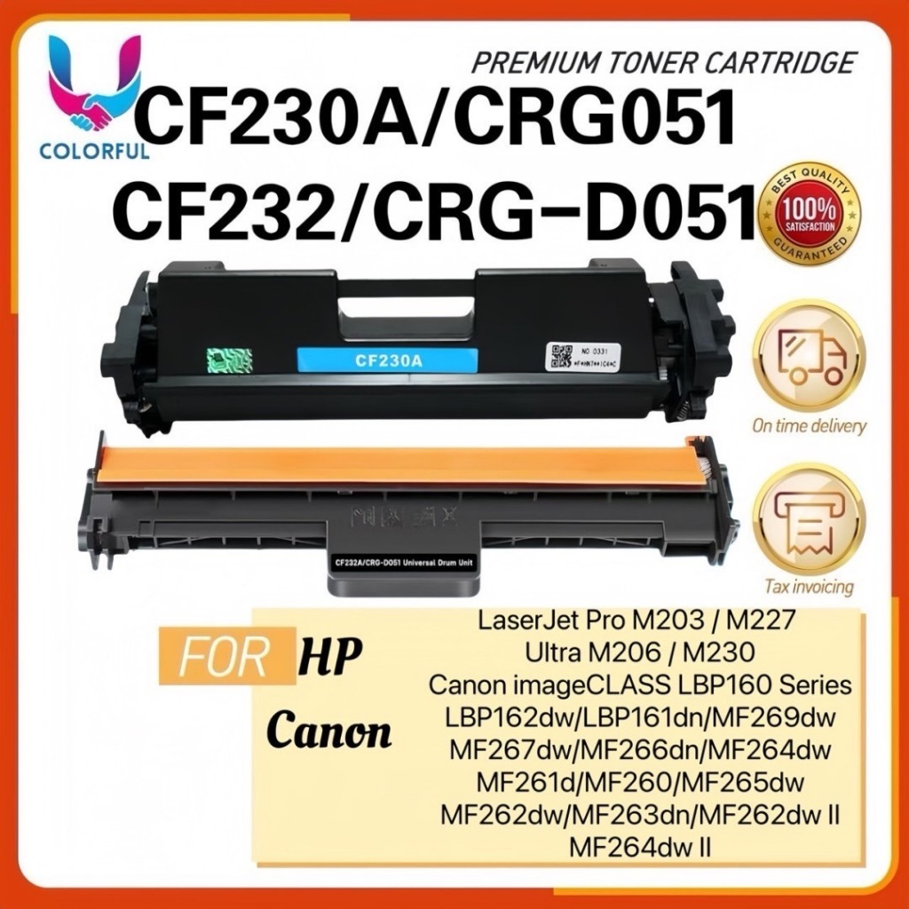 หมึก+ดรัมCF230A +CF232A /HP232A/HP230A/232/32A /30A/HP PRO M203 / M227 ...