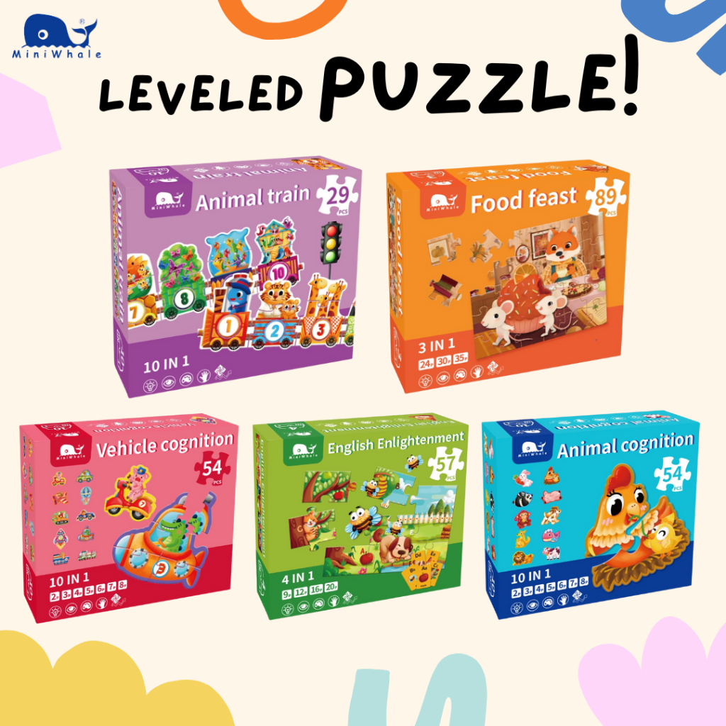 พร้อมส่ง Miniwhale Leveled Puzzle จิ๊กซอว์ สำหรับเด็ก อายุ 2+ ปี MW4204-4208 | Shopee Thailand