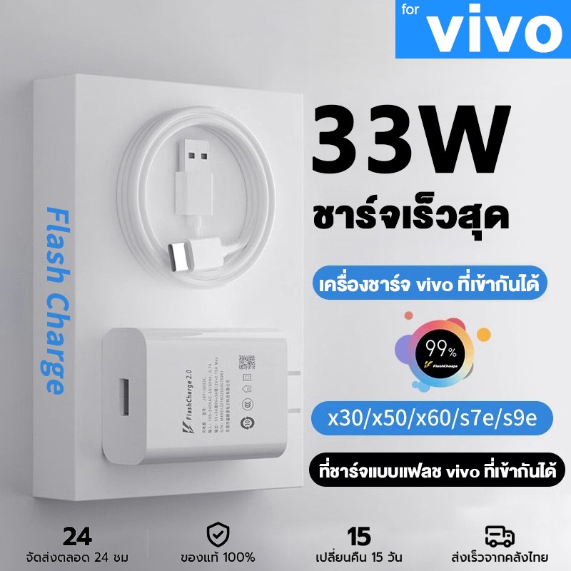 W&P ชุดชาร์จด่วน ViVO 33W Type-c micro(สายชาร์จ+หัวชาร์จ)ชาร์จไวขึ้นถึง 2 เท่า Fast charging ...