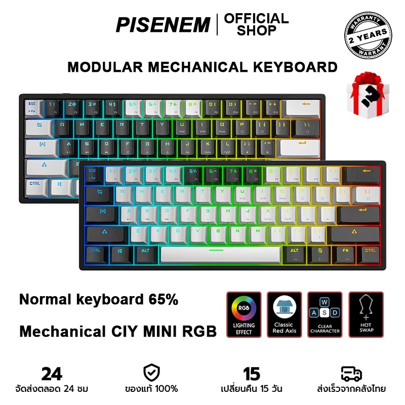 Mini Mechanical Keyboard Backlit RGB Gamer Mechanic Kit Keycap Hotswap ...