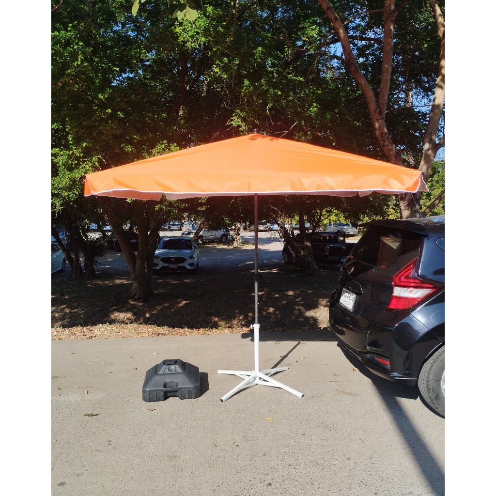 ร่มร้านอาหาร ร่มร้านน้ำ รีสอร์ท กันแดด กันฝน รูปทรงสี่เหลี่ยม(สีส้มขนาด ...