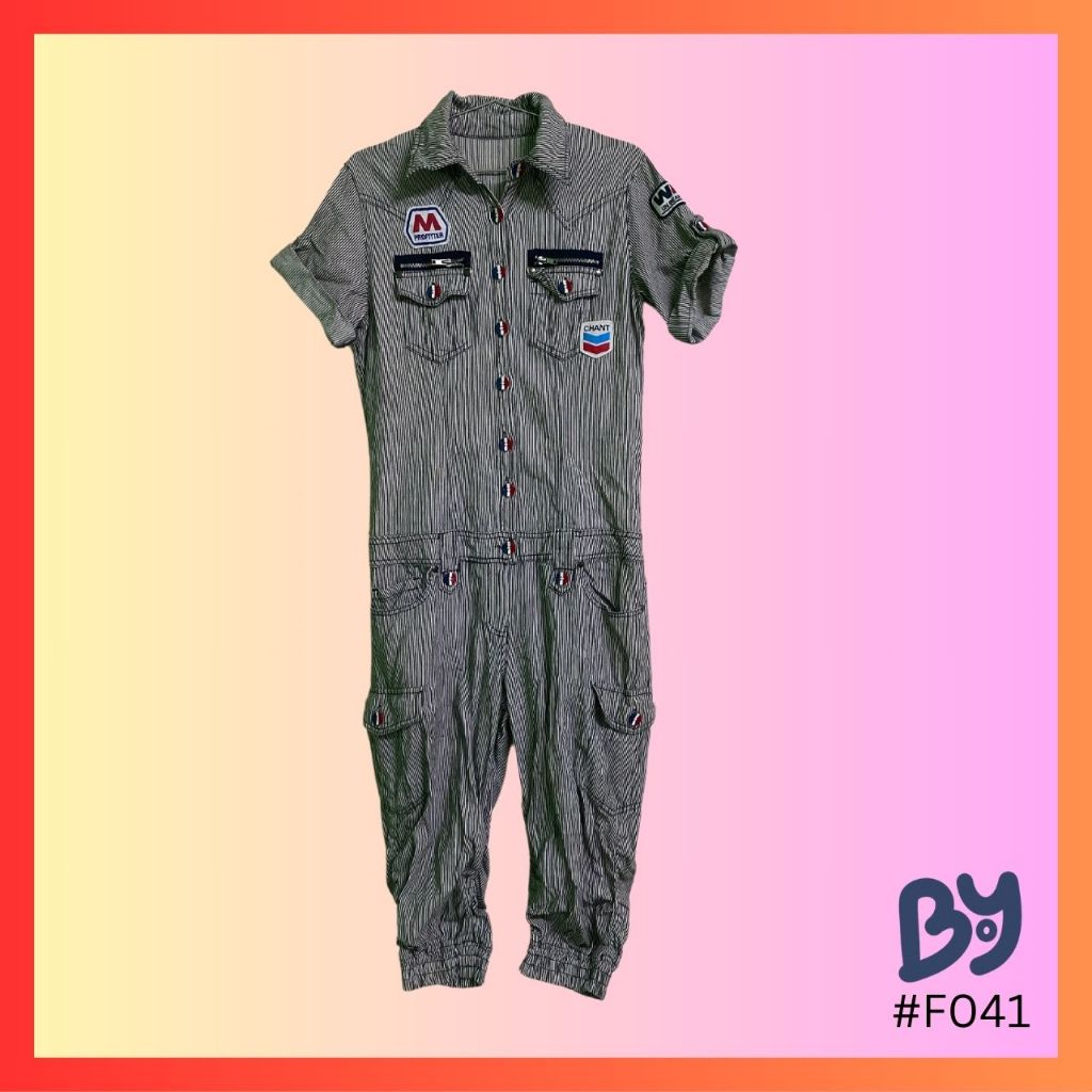 F041/125 M PROFITTER Size: s ชุดหมี ชุดช่าง สีขาวดำ | Shopee Thailand