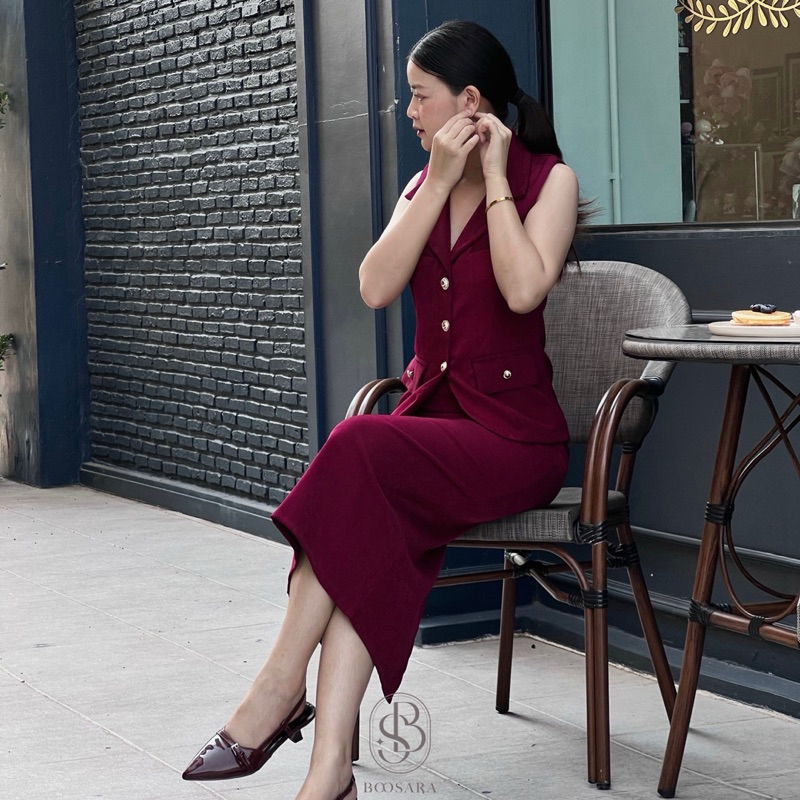 BOOSARA : Claudia Set ชุดเซ็ตเสื้อคอวี+กระโปรงทรงเอ - BSR C. | Shopee Thailand