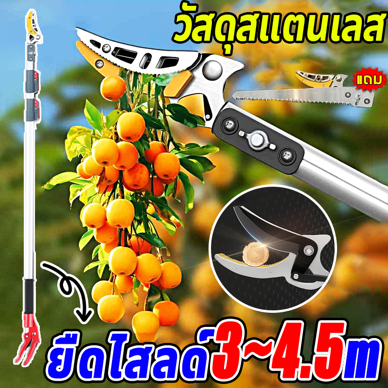 กรรไกรตัดกิ่ง (ยืดได้ 3.3M-4.5M) SK5 กรรไกรตัดผลไม้ ตัดกิ่งไม้เร็ว อุปกรณ์ตัดแต่งกิ่งมืออาชีพ ...
