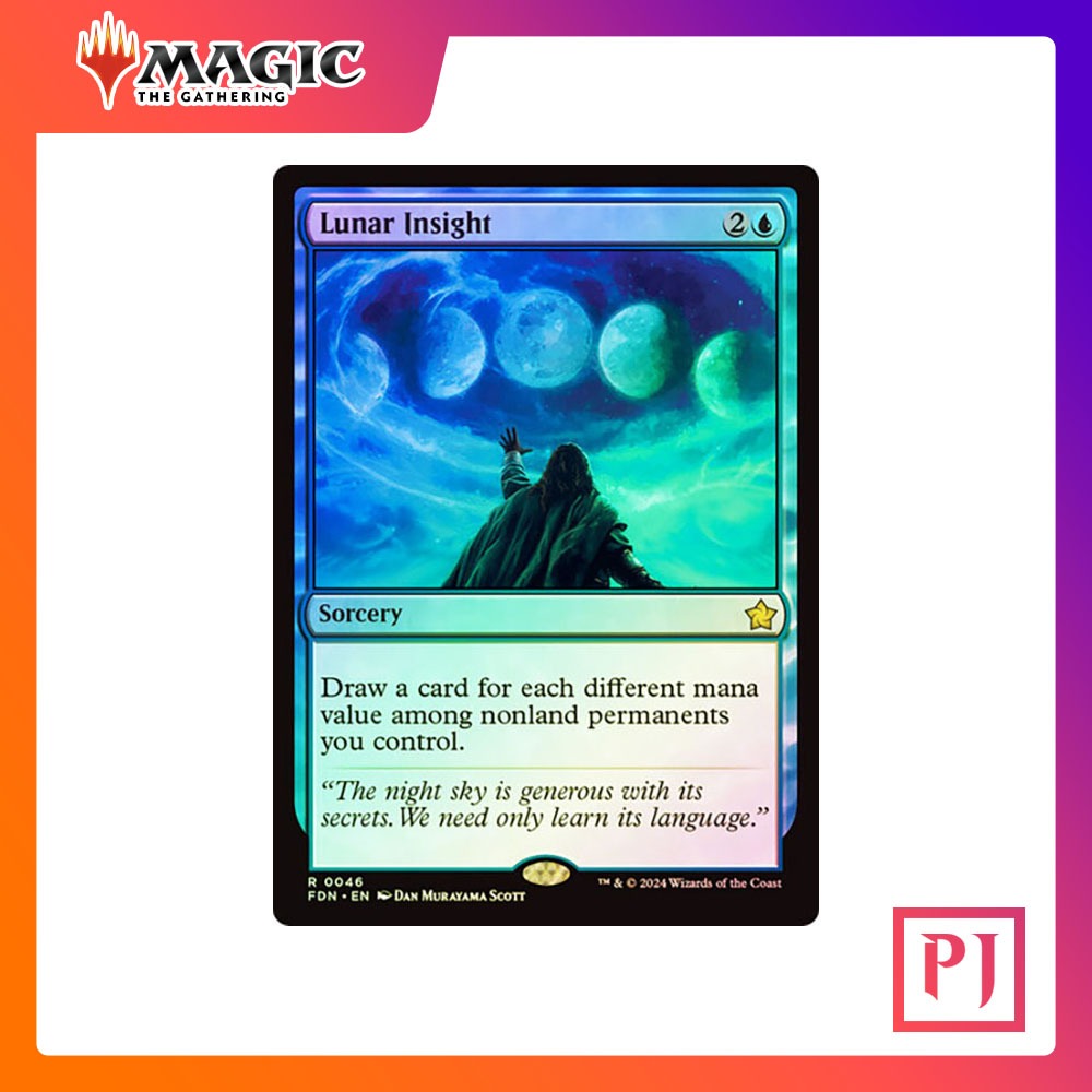 [MTG] Lunar Insight [FDN] [BLUE] [RARE] [FOIL] [ENG] (การ์ดเมจิค ...