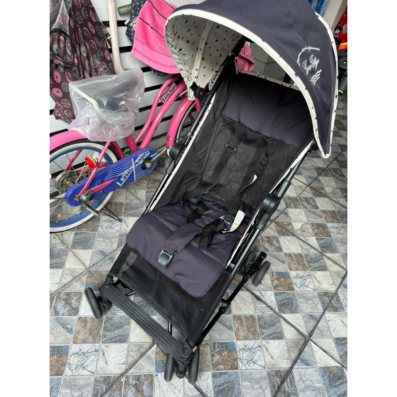 รถเข็นพับเล็กมือสอง ขึ้นเครื่องบินได้ Babyrus สีดำขอบขาว | Shopee Thailand