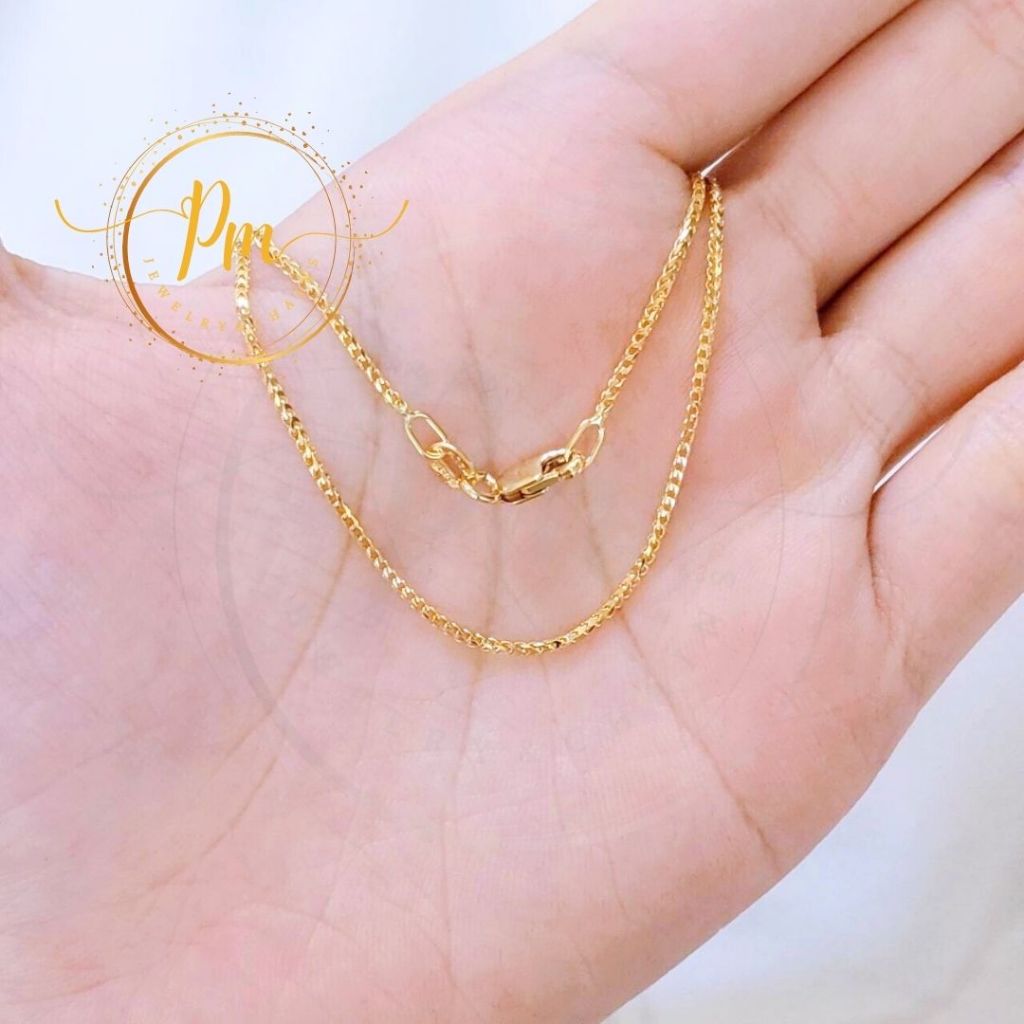 สร้อยคอทองแท้ PM ตะขอก้ามปู ทองคำแท้ 9k Italy (375) ลายฟรังโก้ มีใบรับ ...