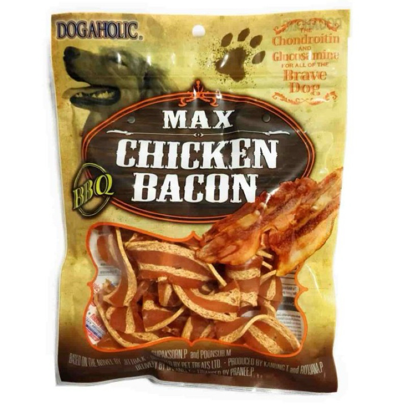 Max chicken bacon bbq 120gm. ขนมสุนัข รสไก่และเบคอน โปรตีนสูง ช่วยขัด ...