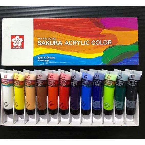 Sakura Acrylic Color Set of 12 Colors-20 ml - สีอะคริลิค ซากุระ 20 ml ...