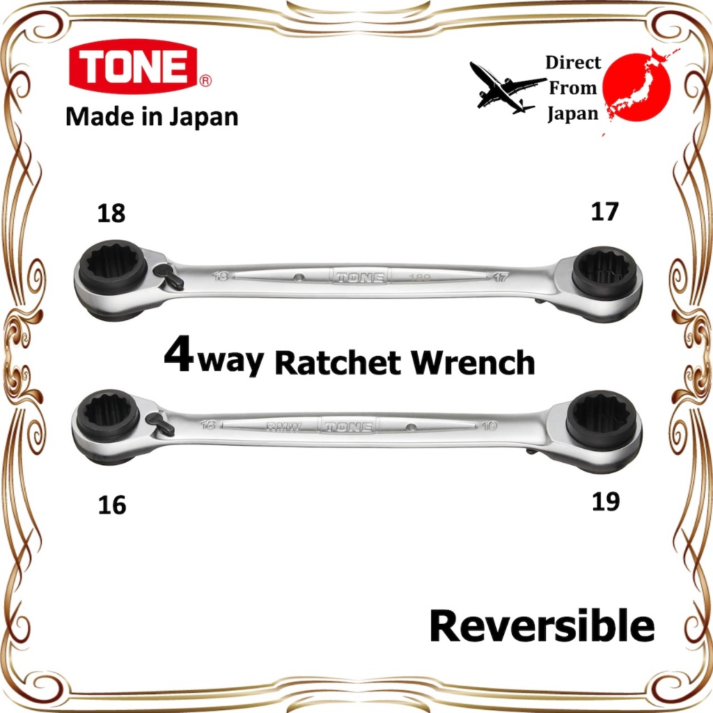 【Direct from Japan】TONE 4way Ratchet Wrench RMW-1619 16×17×18×19mm ...