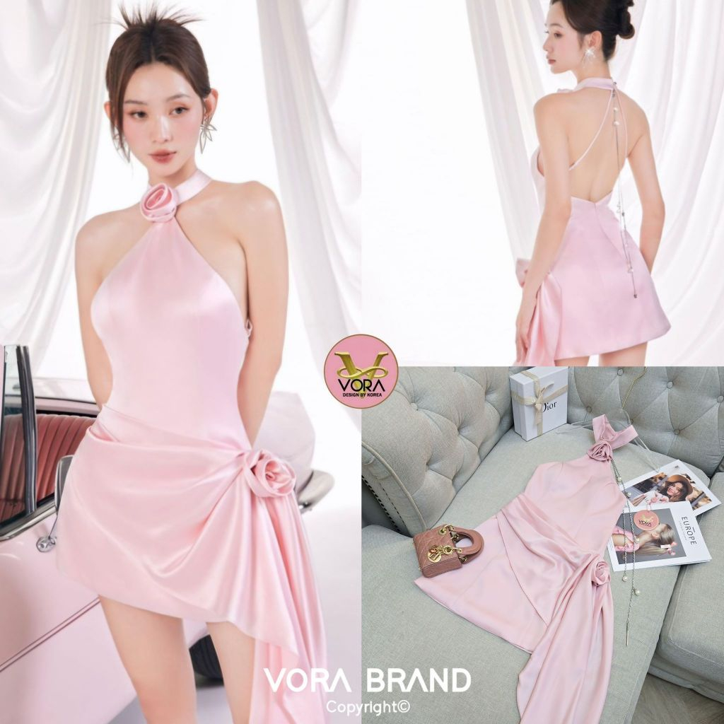 VORA Dress สั้น แขนกุดคล้องคอ -PINK(*สอบถามสต๊อกก่อนกดสั่งน๊า) | Shopee Thailand