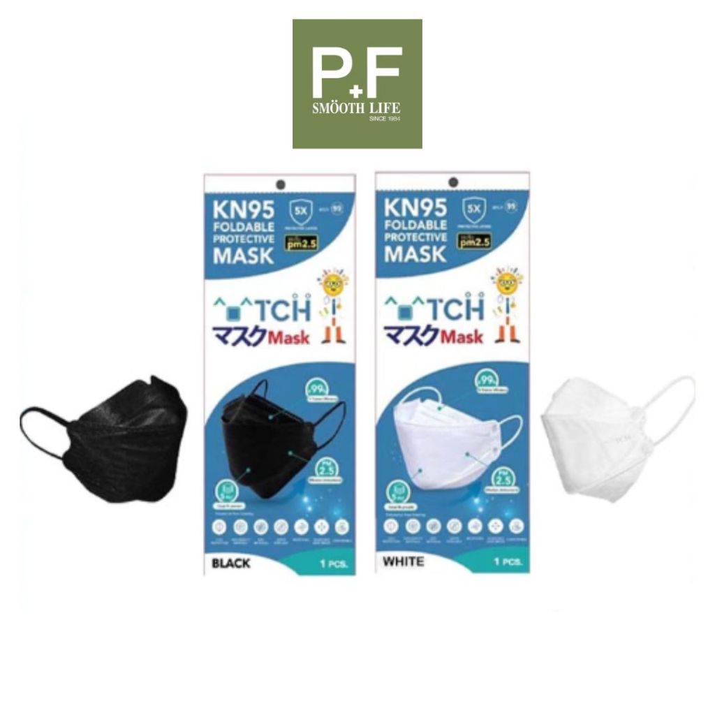 TCH KN95 FOLDABLE PROTECTIVE MASK 1 PCS | หน้ากากอนามัย KN95 TCH สีดำ ...