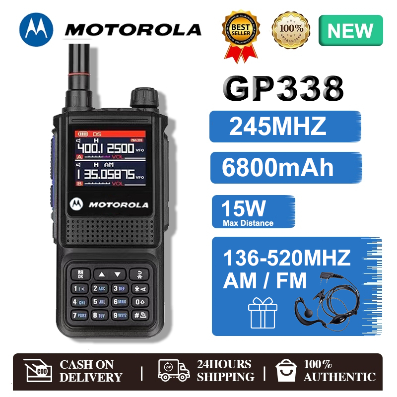 【หูฟังฟรี】Motorola-GP338 Plus 15 วัตต์ รองรับ4ย่าน สีดำ 6800mAh ...