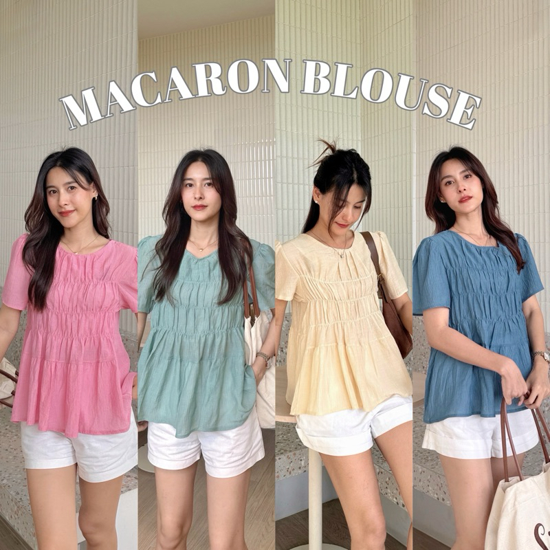 19JAN.STUDIO : MACARON BLOUSE เสื้อสไตล์เกาหลี ดีเทลจั้มอก ผ้าบางใส่สบาย | Shopee Thailand