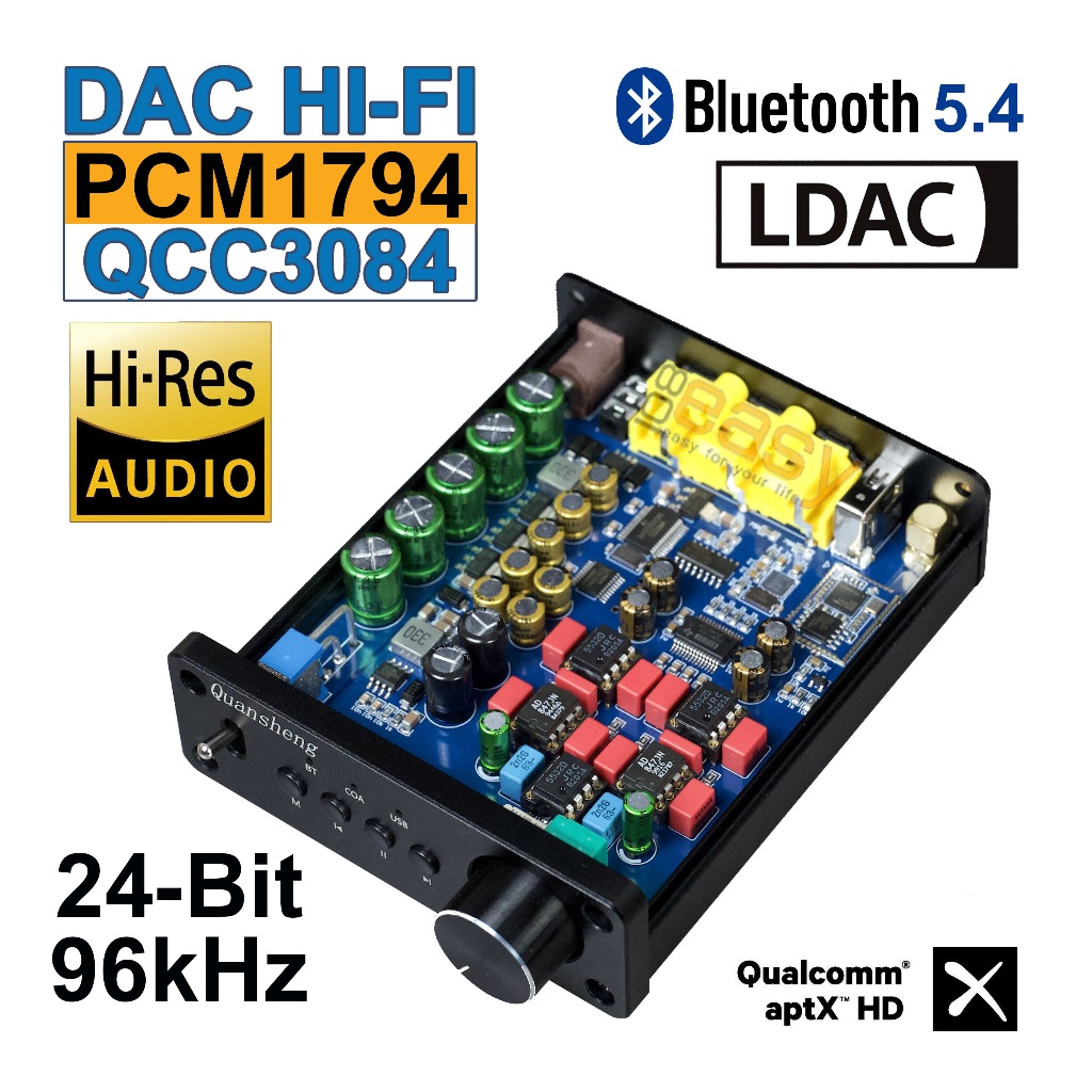 เสียงดีมาก QCC3084 + PCM1794 Dac HiFi รับสัญาณ Bluetooth 5.4 LDAC ...