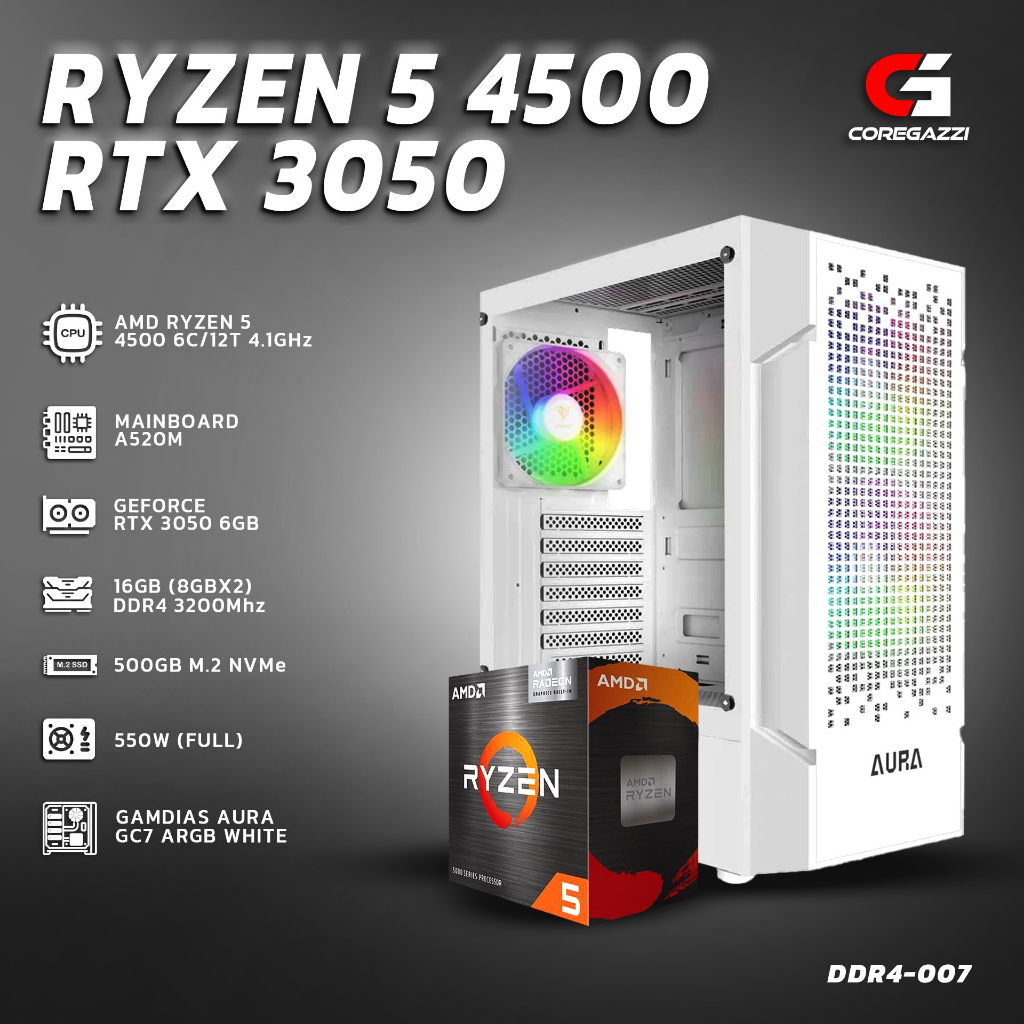 CGZ-COMPUTER AMD RYZEN 5 4500 /RTX 3050 6GB /RAM 16GB /M.2 500GB /600W 550W (FULL) | Shopee Thailand
