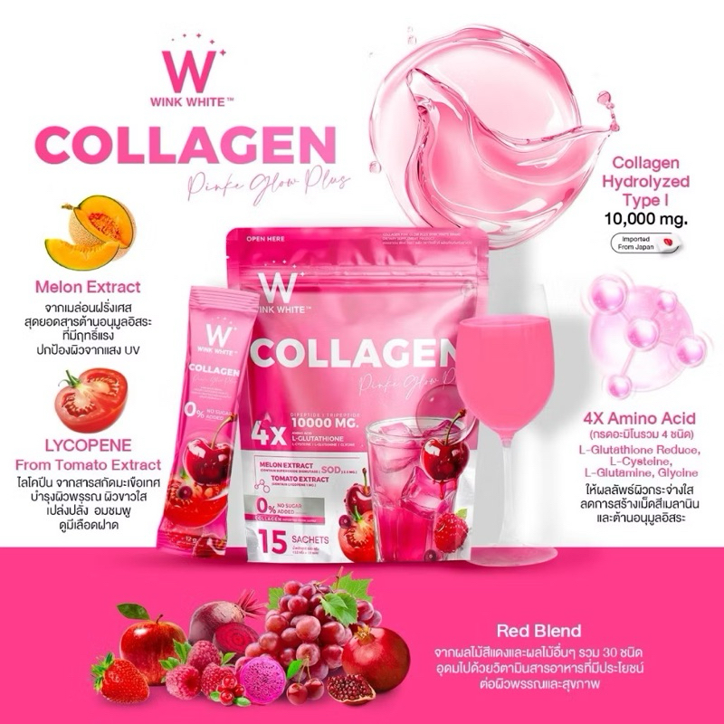 WINK WHITE COLLAGEN PINK GLOW & BLUE HYA & VITAMIN-Cคอลลาเจน และ ...