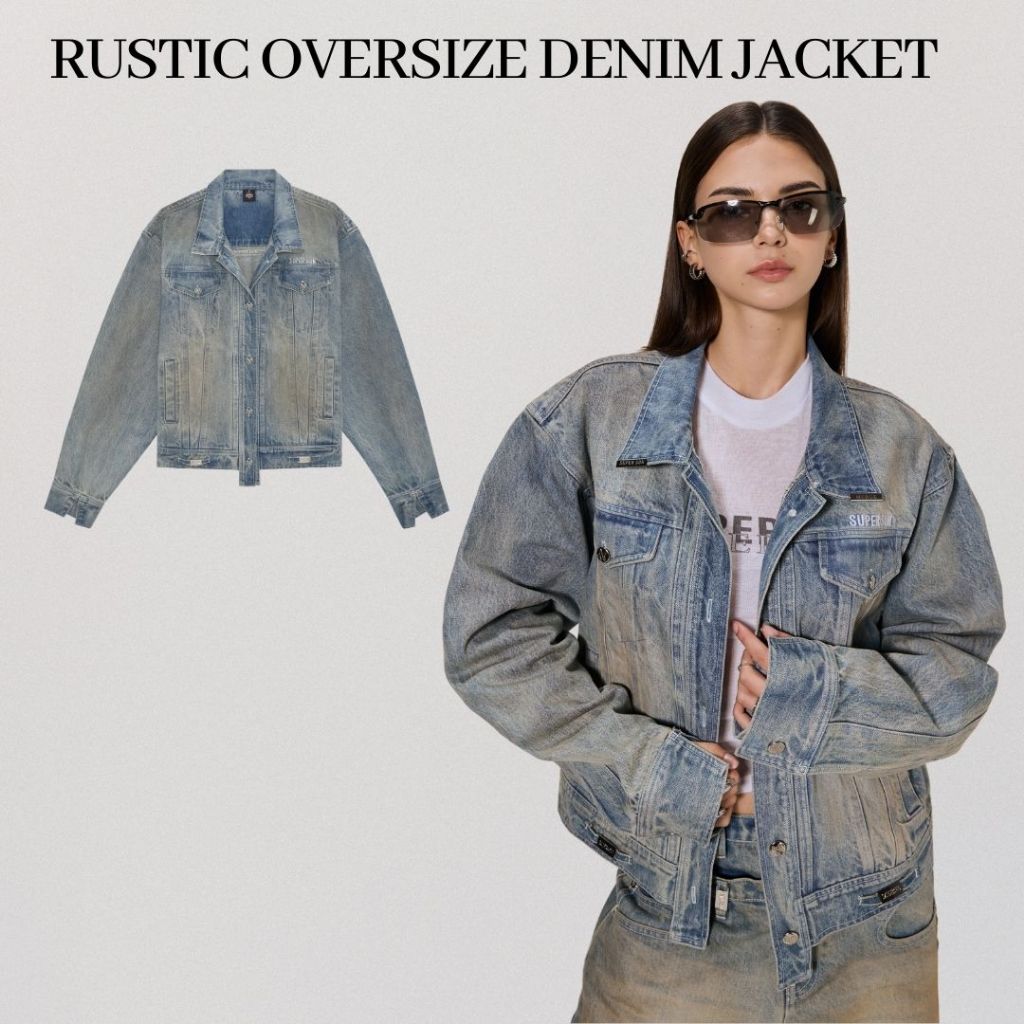 Merge Official - Rustic Oversized Denim Jacket (พร้อมส่ง) | Shopee Thailand