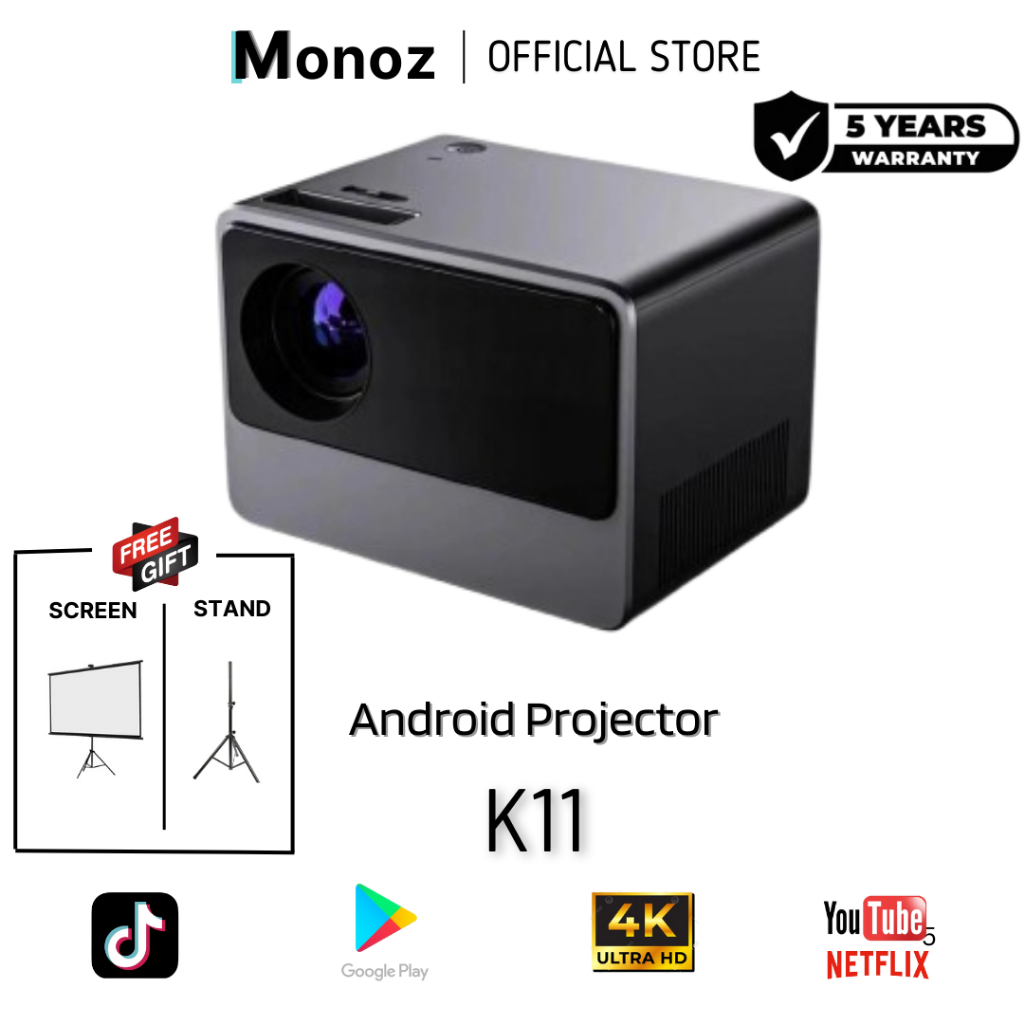 Monoz Projector K11 Android ความละเอียดสูง Full HD 1080P Bluetooth ...
