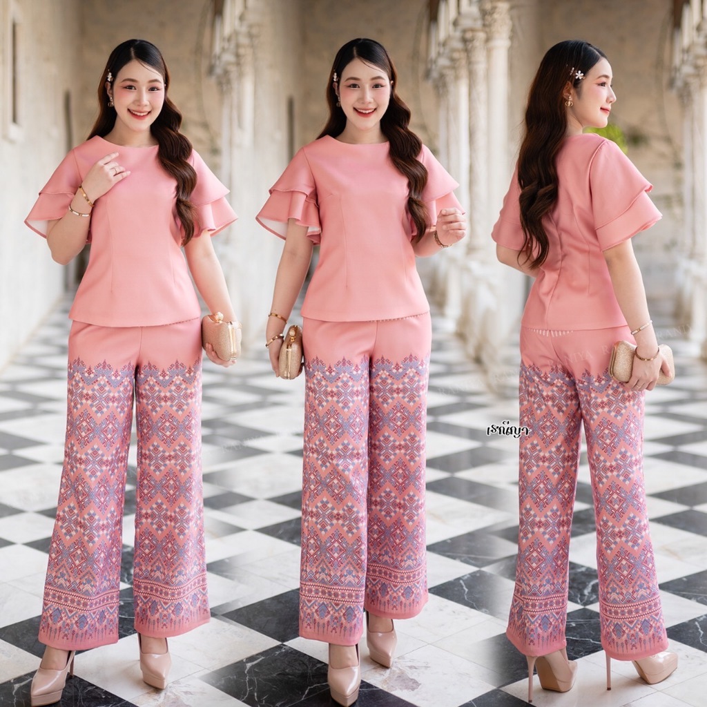 Sukunya [6753]ชุดเซ็ทสองชิ้น [เสื้อ+กางเกง]เนื้อผ้าโพลีเอสเตอร์เนื้อนิ่ม S-3XL | Shopee Thailand