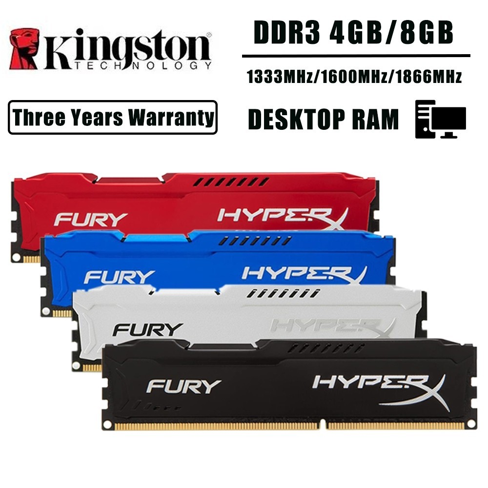 Kingston RAM HyperX FURY Desktop RAM DDR3 4GB 8GB 1333MHz 1600MHz 1866MHz DIMM Memory หน่วย ...