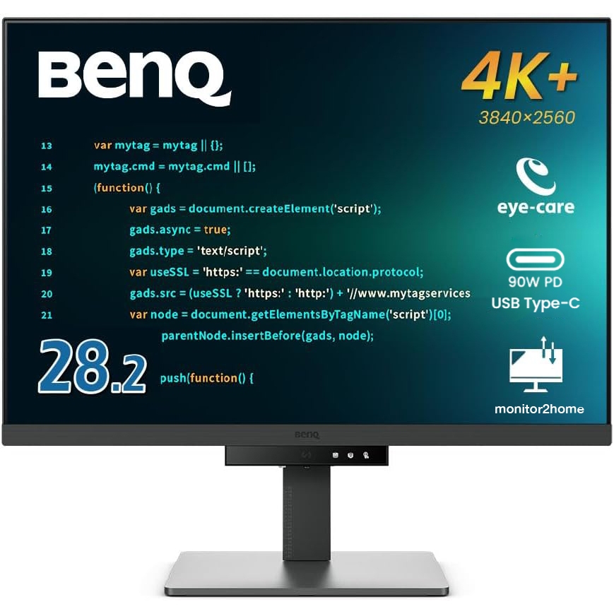 BenQ RD280U 28.2” 4K 3840x2560 3:2 Programming Monitor, Eye-Care, Nano ...