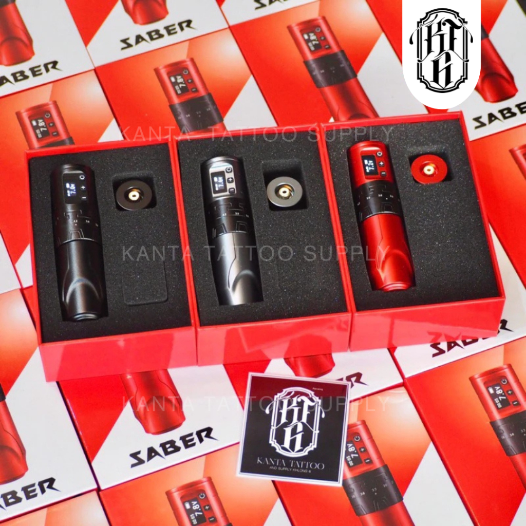 (ฟรีเข็ม1กล่อง) เครื่องสัก INKONE SABER ปรับสโตรกได้ แบต 2ก้อน พร้อมอะ ...