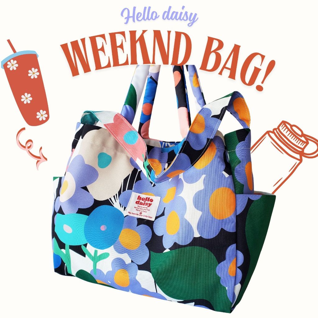Pre order 5-7 วัน -Hello Daisy [แบรนด์ไทย] กระเป๋าแคนวาส Weekend bag ...