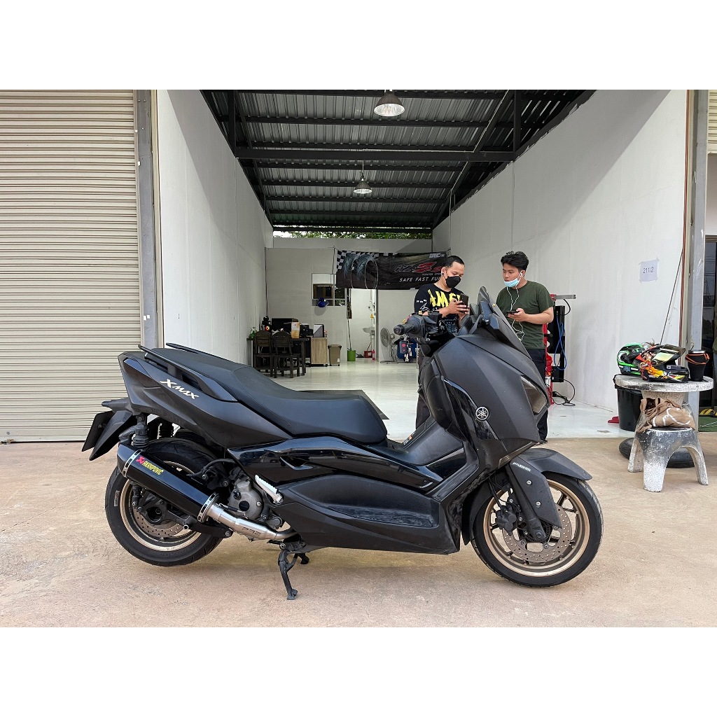 ชุดท่อฟูล คอท่อสแตนเลส ปลายท่อ PR2 AK BLACK COLOR 35 CM ใส่รถ YAMAHA X ...