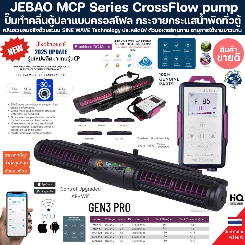 ปั๊มทำคลื่น Cross Flow Jebao MCP Series WIFI+จอสี รุ่นใหม่ล่าสุดปี 2025 (รับประกันสินค้า) ปั๊ม ...