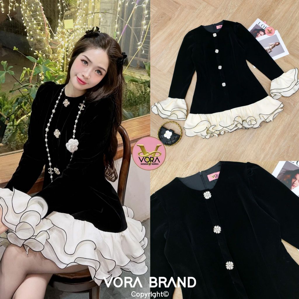 VORA Dress สั้น แขนยาวแต่งระบายชั้น(*รบกวนเช็คสต๊อกก่อนกดสั่งซื้อ) | Shopee Thailand