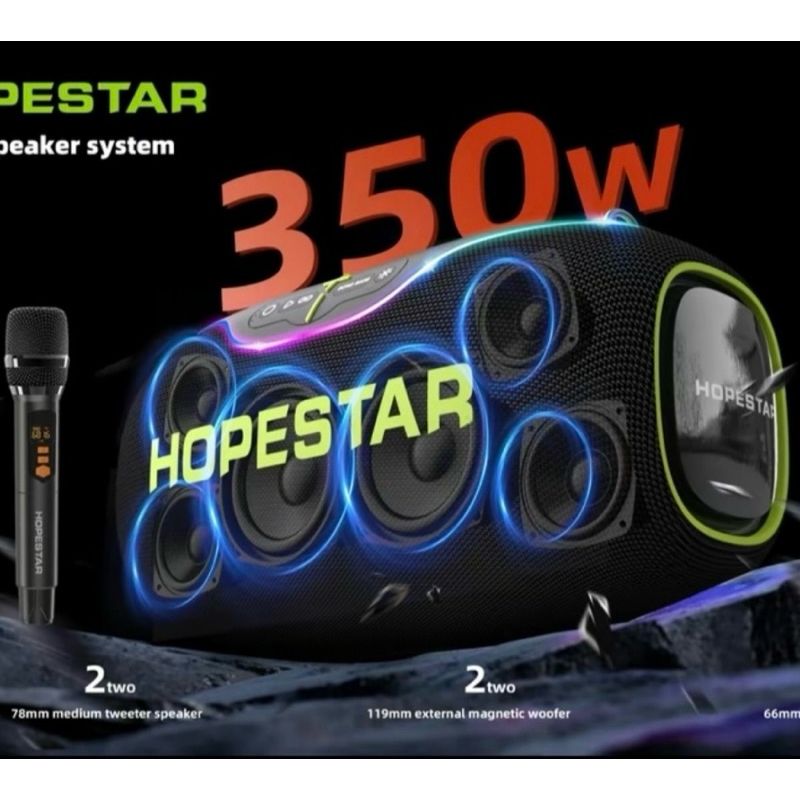 Hopestar A60/ A80 ลำโพงบลูทูธ 350วัตต์ พร้อมไมค์ ลำโพง6ดอก มีไฟRGB ปรับ ...