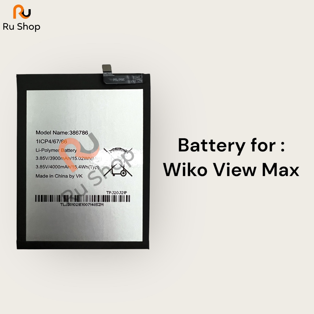 แบตเตอรี่ Wiko View Max 386786 4000mAh | Shopee Thailand