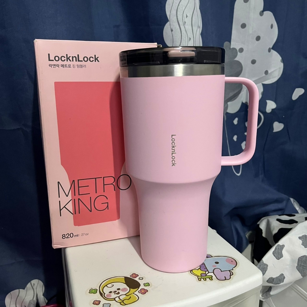 พร้อมส่ง LocknLock (สีชมพู)แก้วเก็บอุณหภูมิ Metro King Tumbler ความจุ ...