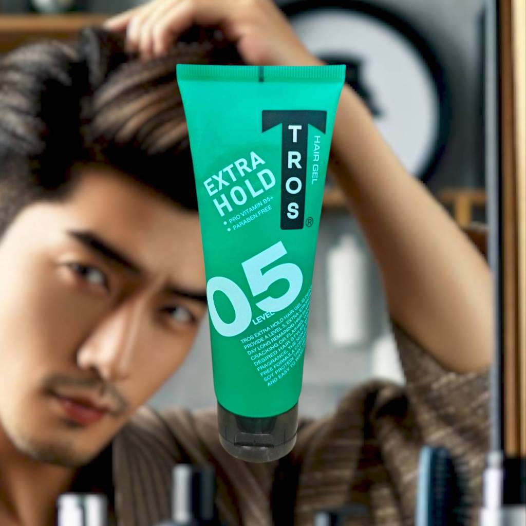 เจลแต่งผมทรอส สูตรเอ็กซ์ตร้าโฮลด์ (เขียว) 115 กรัม Tros Hair Gel Extra ...